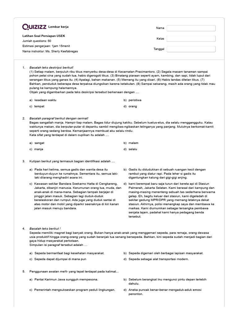 Latihan Soal Persiapan US | PDF