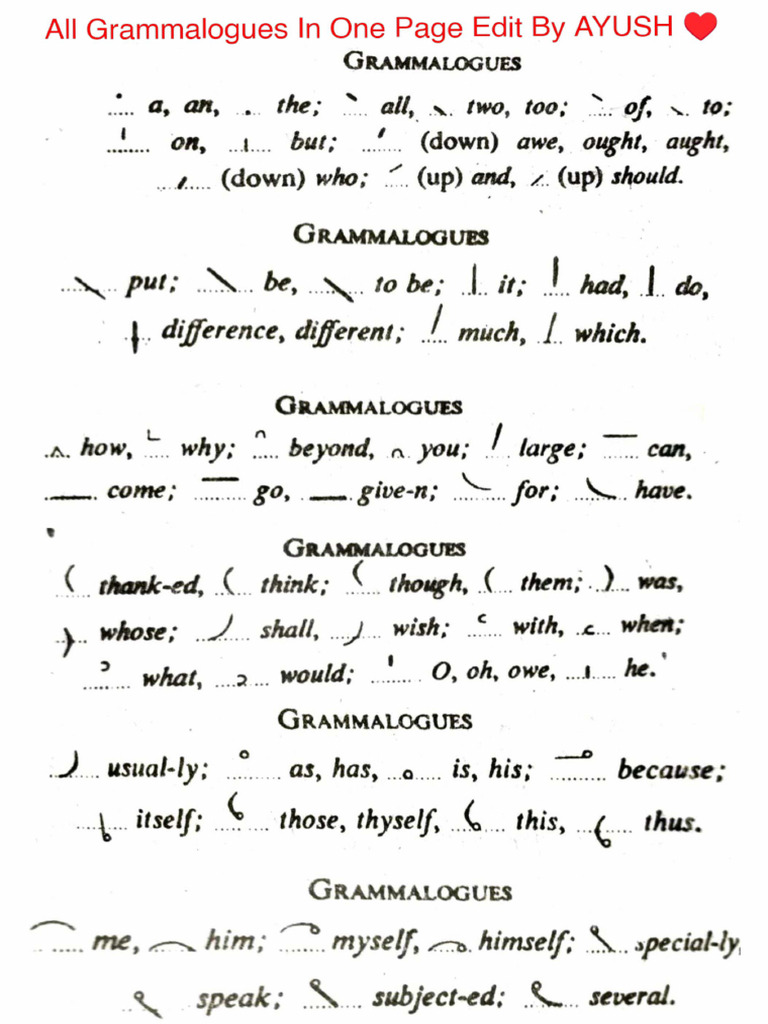 Grammalogues Shorthand PDF | PDF