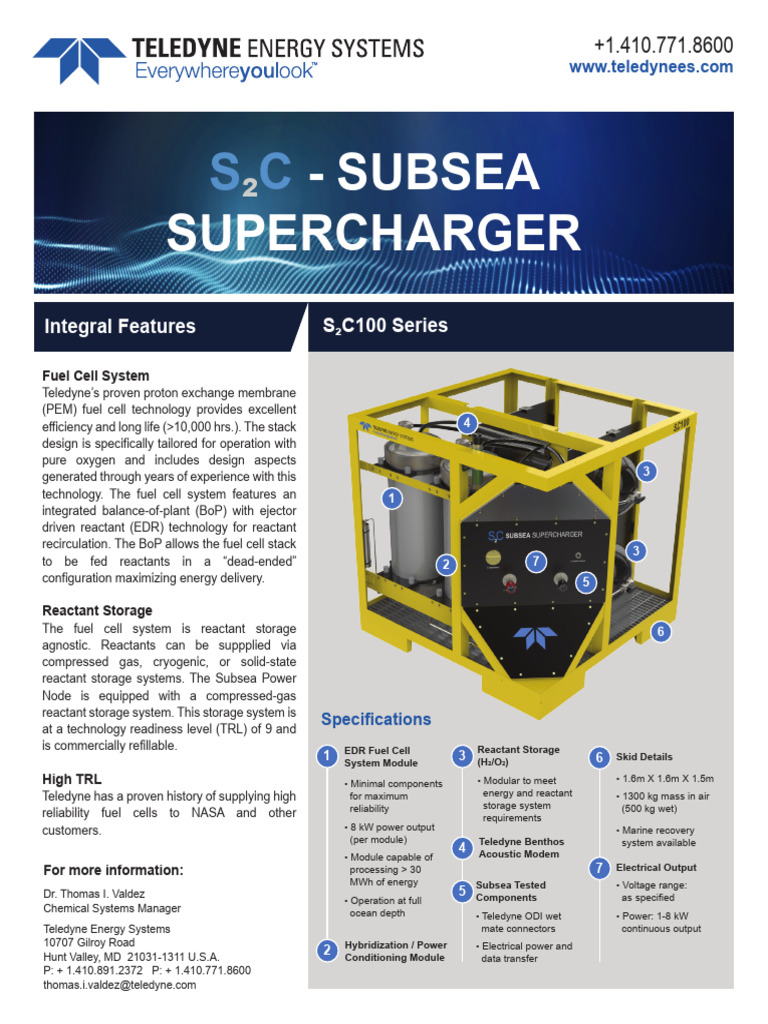 Datasheet Subsea Power System Teledyne Energy Systems 2.1 | PDF | Fuel Cell | Energy Technology