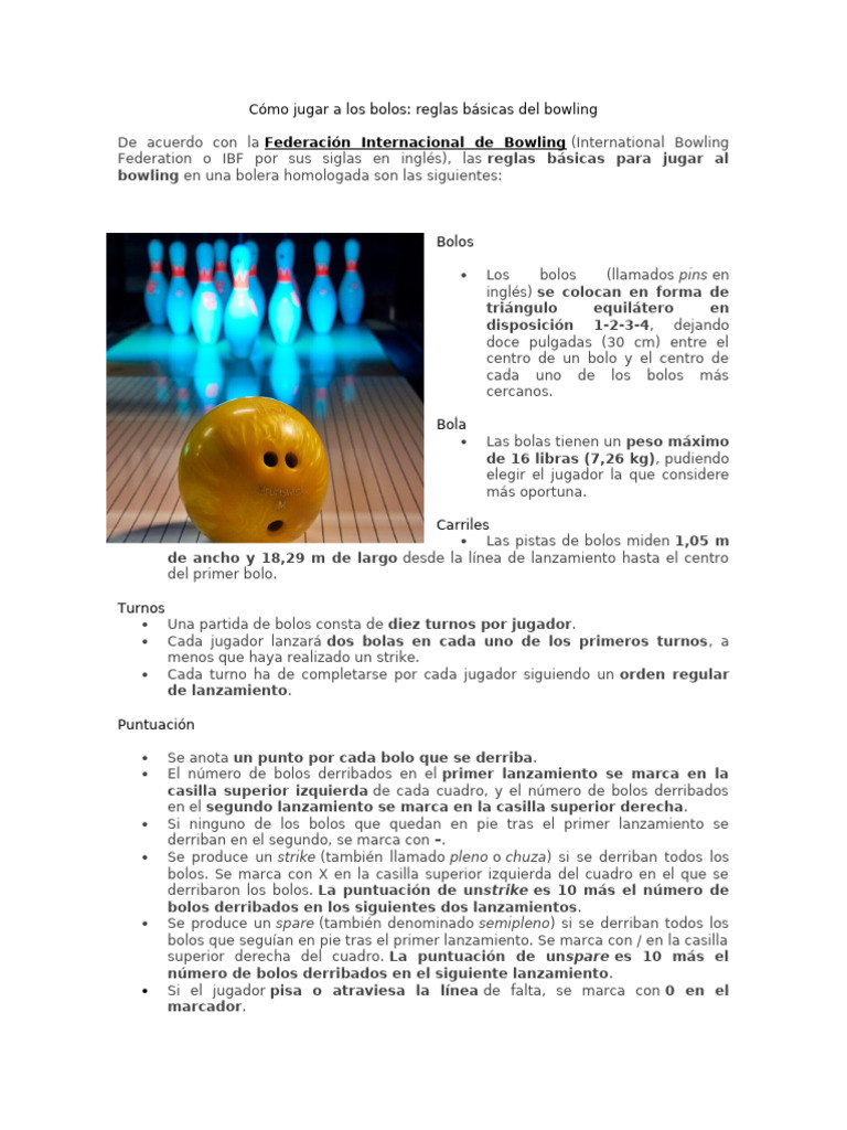 Cómo Jugar A Los Bolos | PDF | Los Estados Unidos | Cultura de los ...