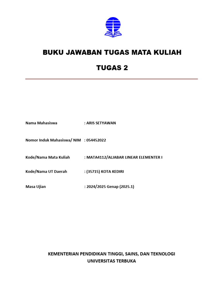 MATA4112 Aljabar Linear Elementer I | PDF