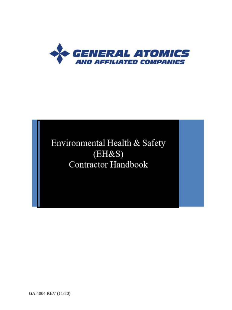 GA4004 EHS Contractor Handbook (05 18) | PDF | Waste | Safety