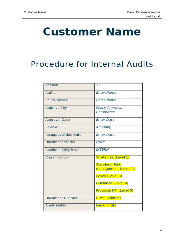 09-02 Procedure For Internal Audits | PDF | Audit | Internal Audit