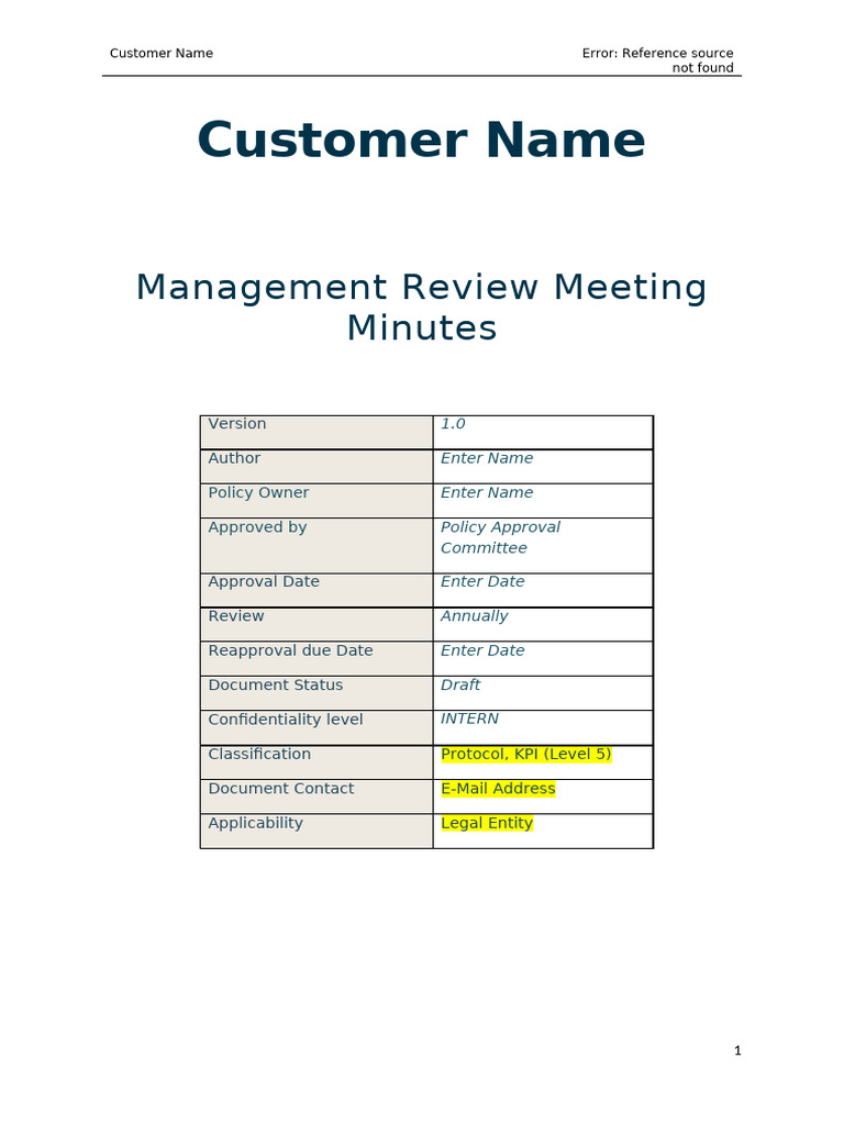 Management Review Minutes | PDF | Information Security | Audit