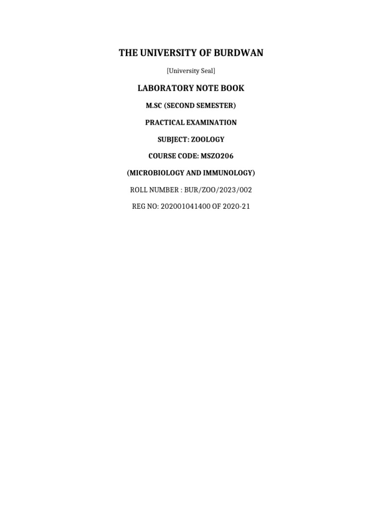 Laboratory Note Book | PDF