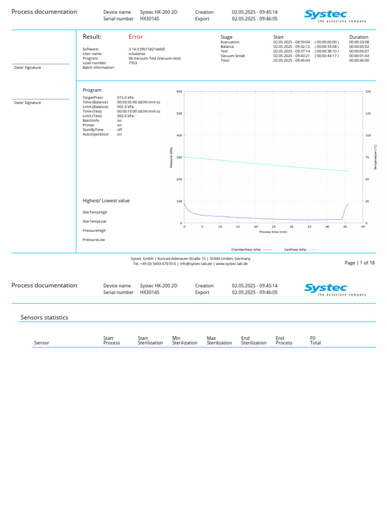 Systec HX-200 2D HX30145 Export ProcessLog 07353 2025 05 02 09 46 04 ...