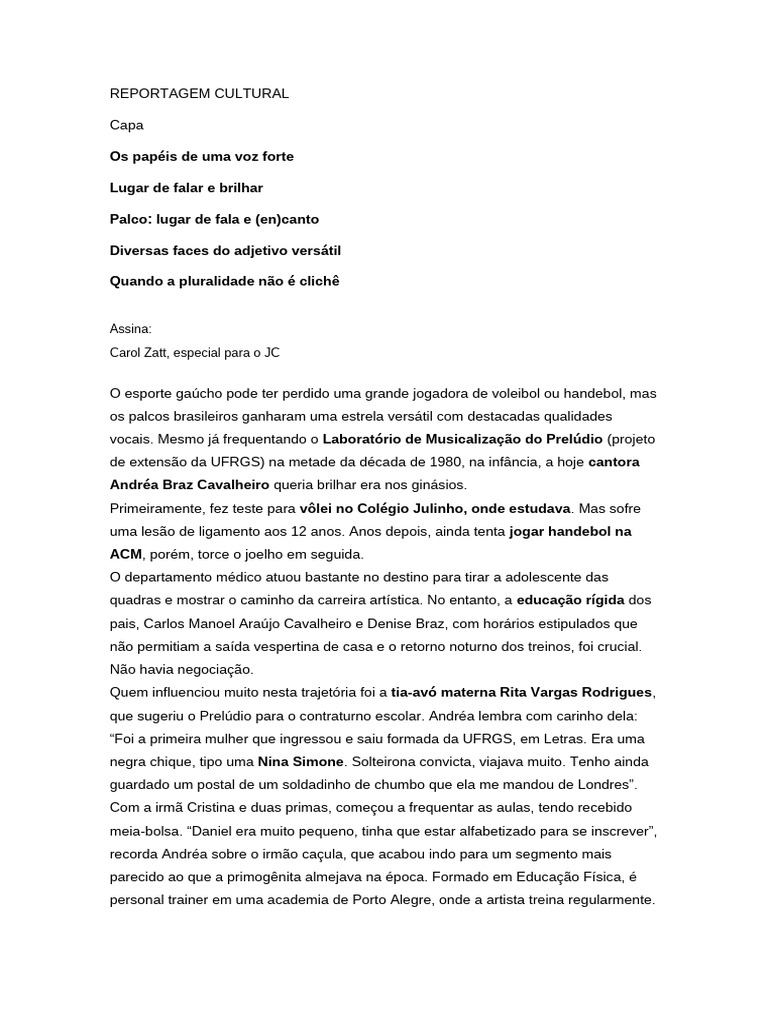 Reportagem Cultural - Ac Outubro 2023 | PDF | Canto | Coro