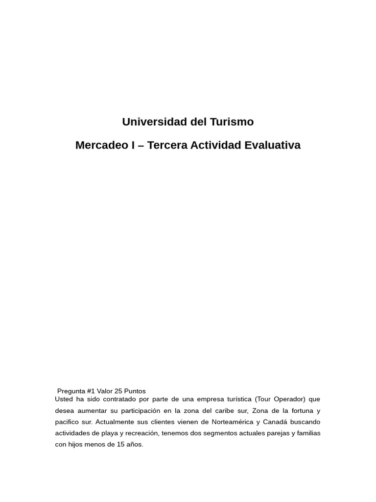 Trabajo Mercadeo Antepenultimo | PDF | Turismo