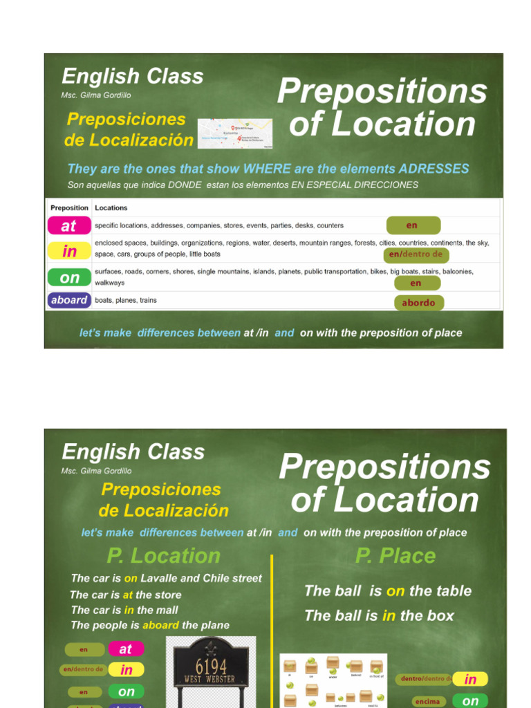 Prepositions of Location | PDF