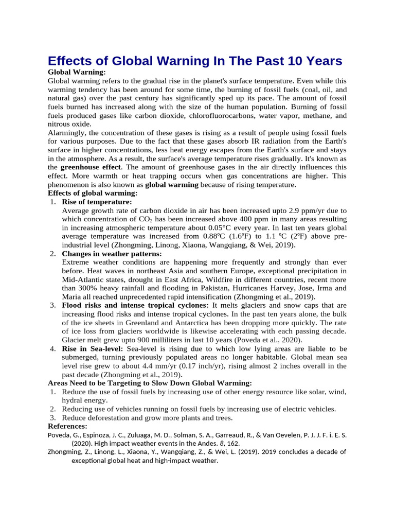 Effects of Global Warning in The Past 10 Years | PDF | Climate Change ...