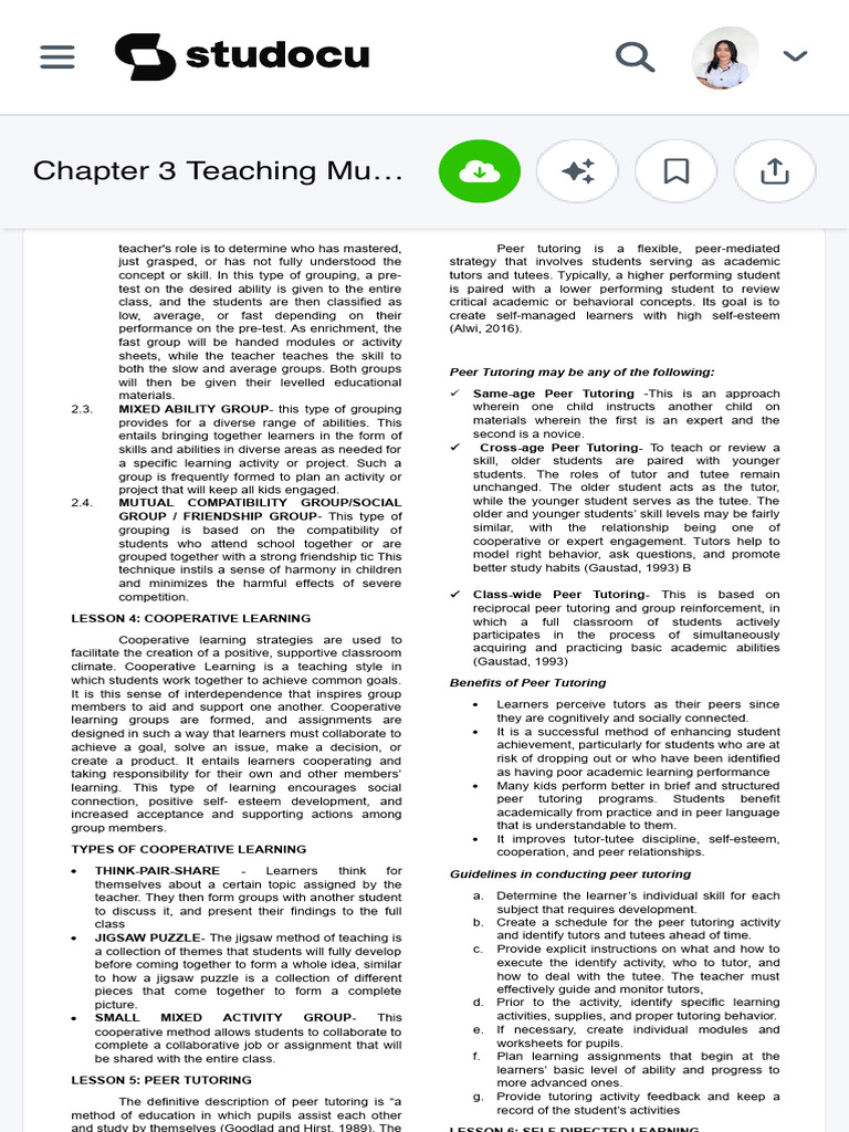 Chapter 3 Teaching Multi Grade Classroom - LESSON 1 CONCEPT OF DIFFERENTIATED INSTRUCTION ...
