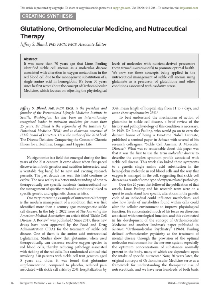 Glutation Medicina Ortomolecular | PDF | Antioxidant | Orthomolecular Medicine