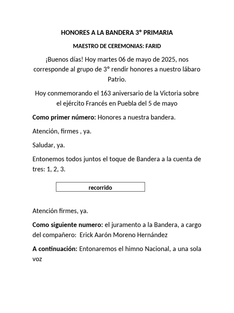 HONORES A LA BANDERA de 2025 | PDF | México