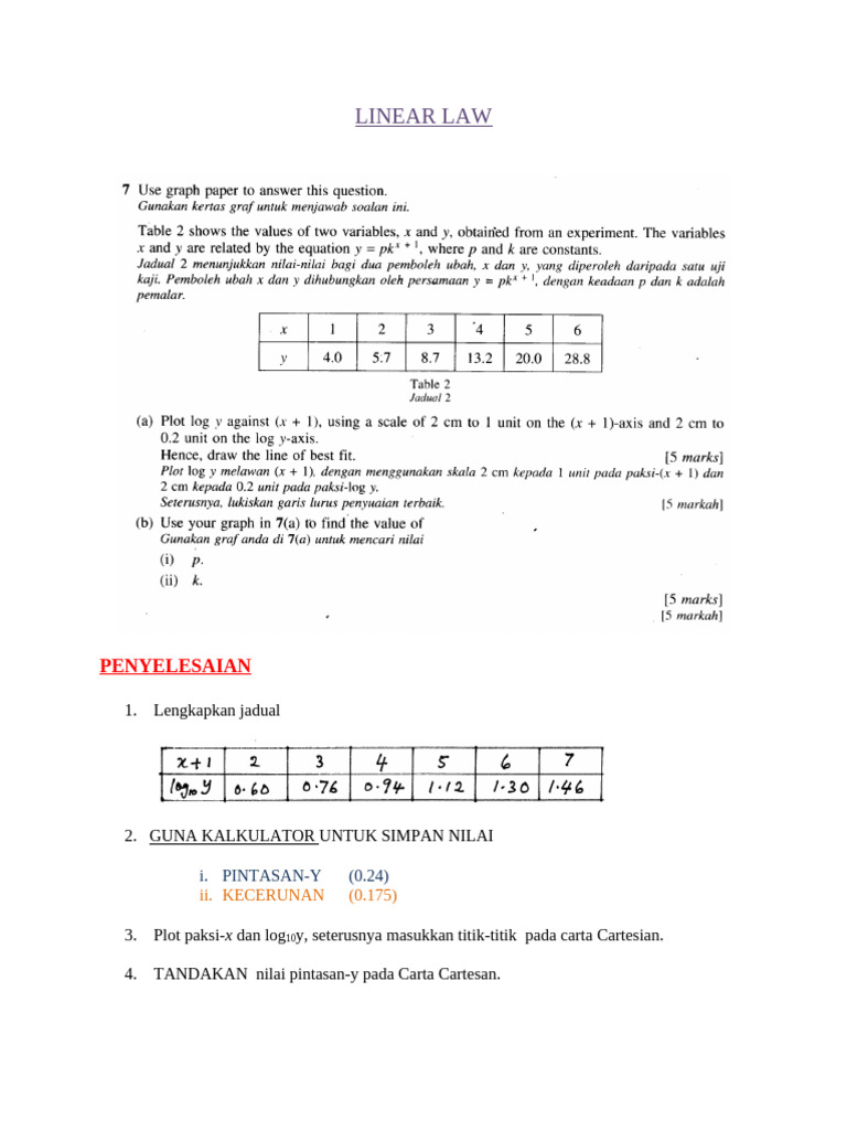 CERAMAH ADD MATH (Linear Law) | PDF