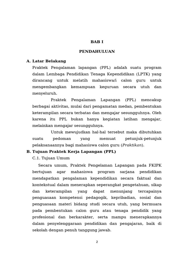 Bab 1 Laporan PPL | PDF