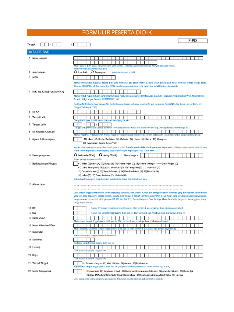Formulir PESERTA - DIDIK Fix | PDF
