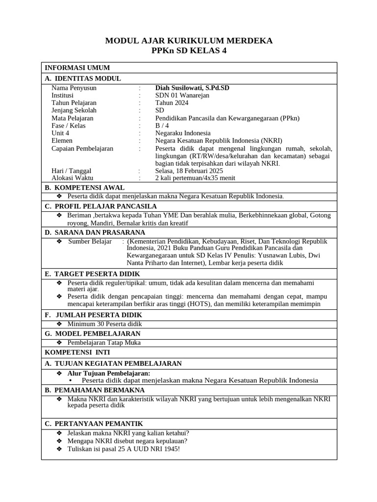 Modul Ajar PKN | PDF