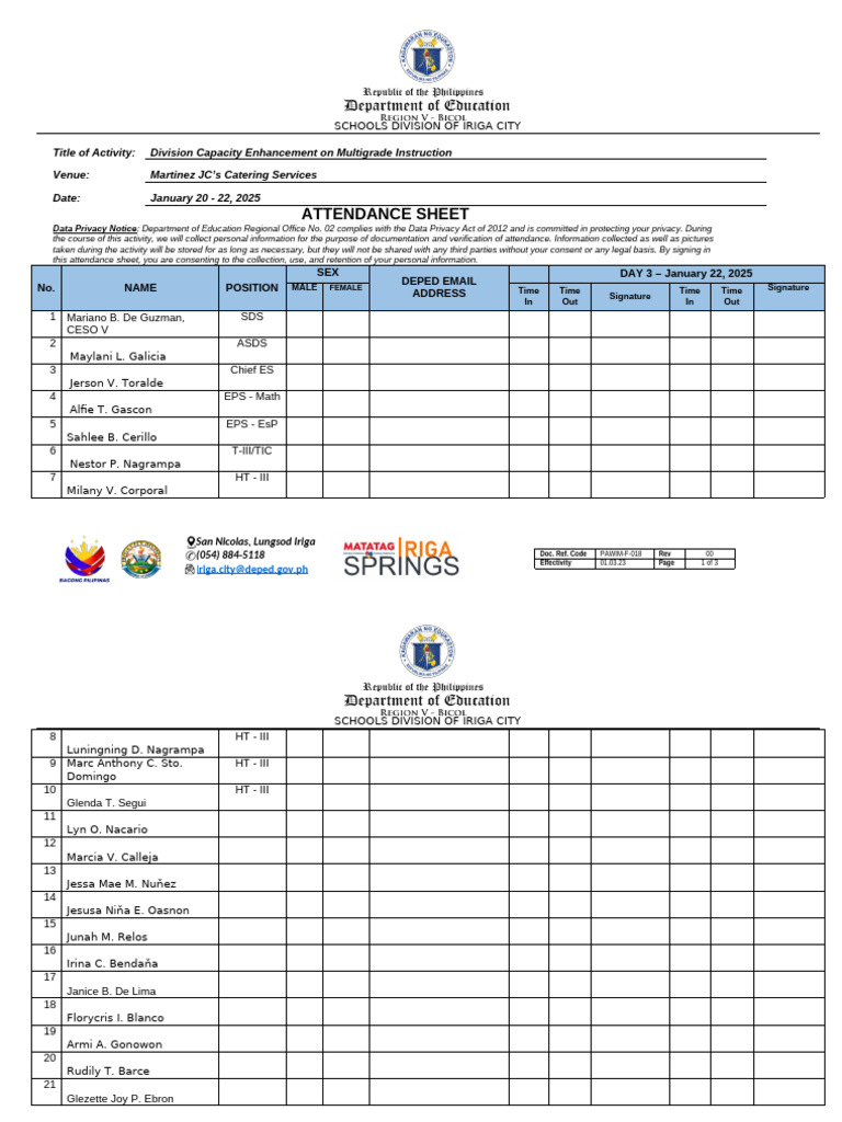 Attendance Sheet Updated | PDF | Information Privacy | Privacy
