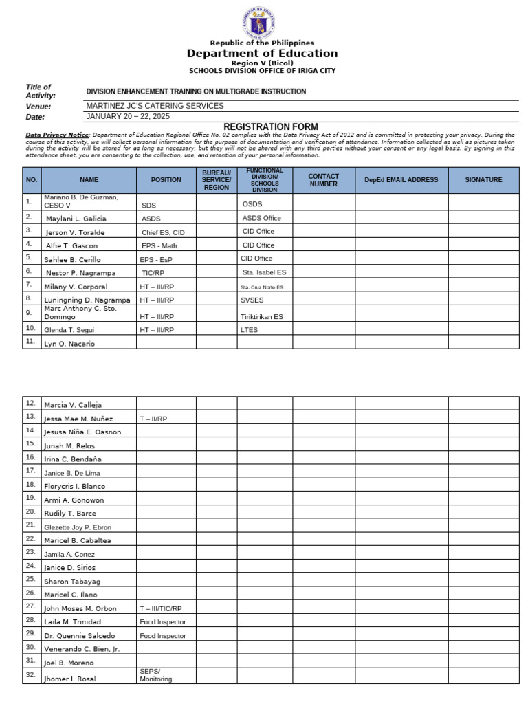 Registration Form of Participants | PDF | Information Governance | Privacy