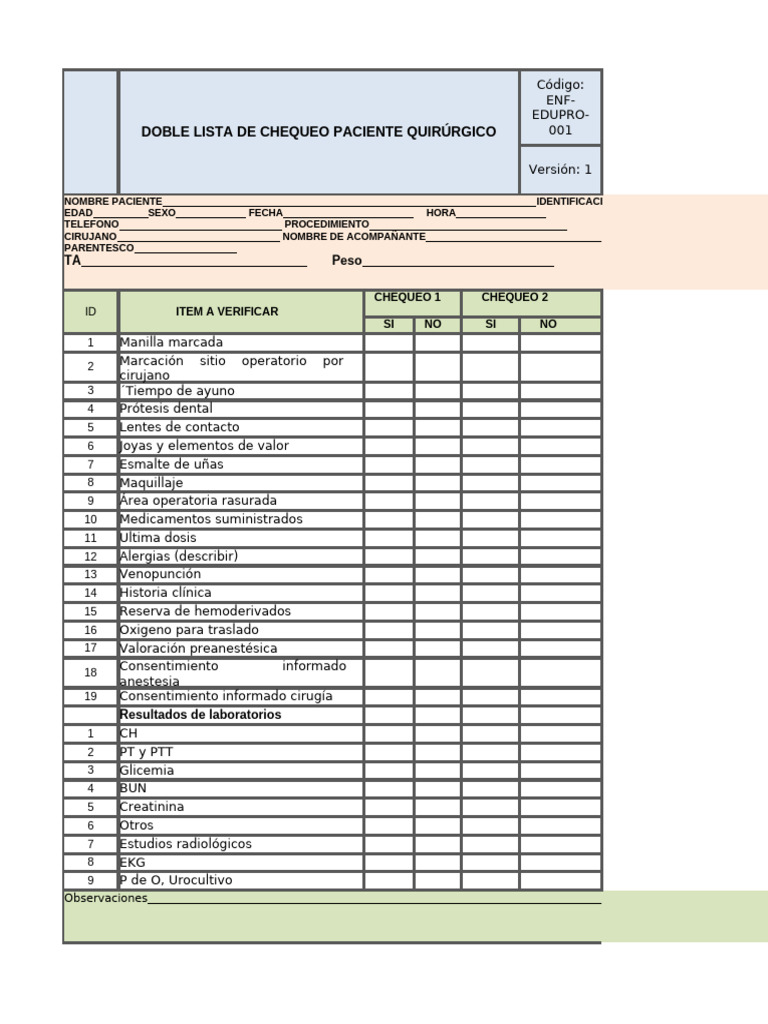Chek List 1 | PDF