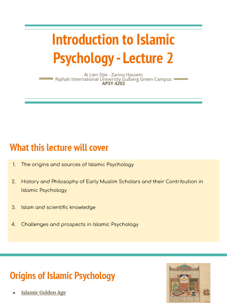 Lecture 2-Introduction to Islamic Psychology | PDF | Soul | Aristotle