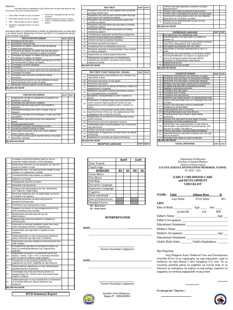 ECCD - Filipino | PDF