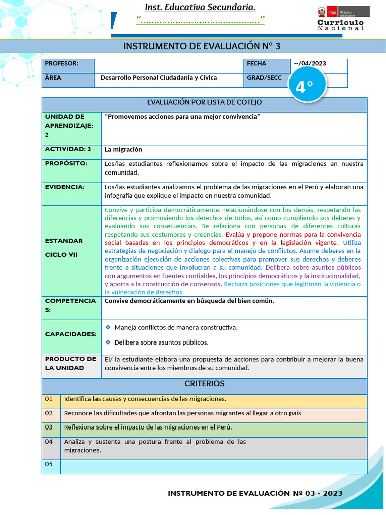 4º DPCC- LC ACT.3 UNI 2 SEM 03 | PDF