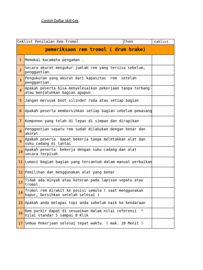 Contoh Ceklist Dari Buku Manual | PDF