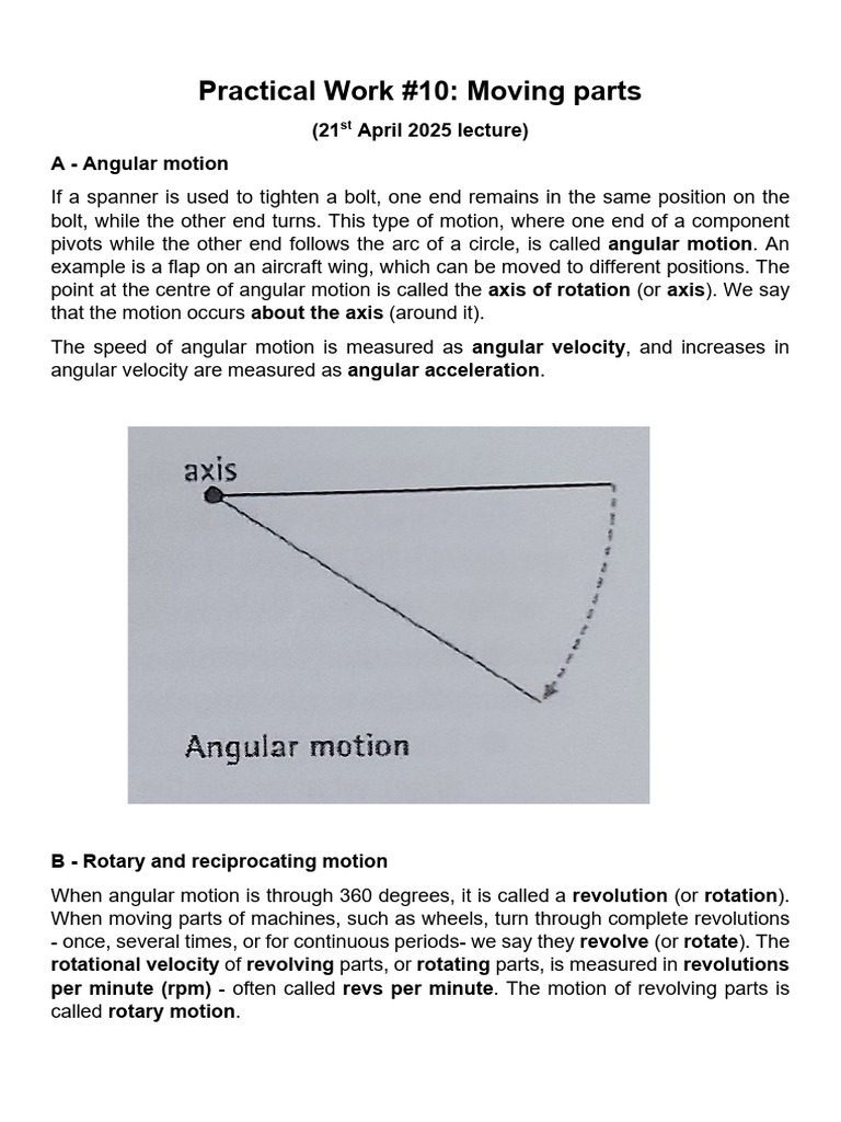 10 - Practical Work - Moving Parts | PDF | Rotation Around A Fixed Axis ...