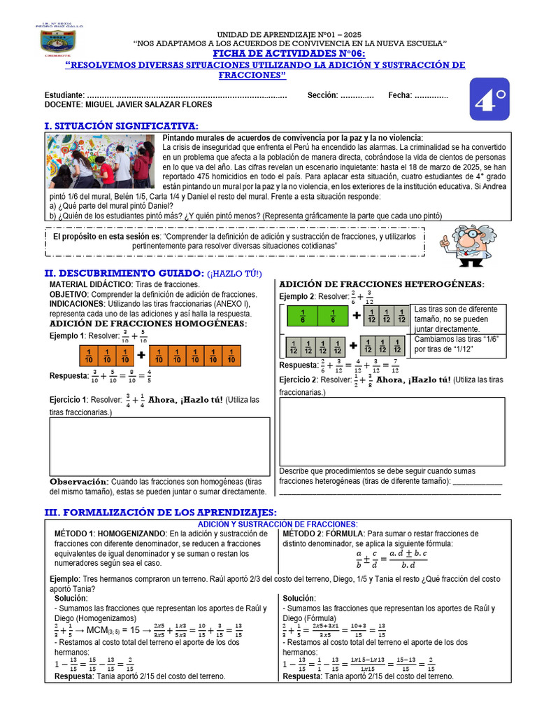 Ficha 6 Ibim 4to Ua1 2025 | PDF | Sustracción | Notación Matemática