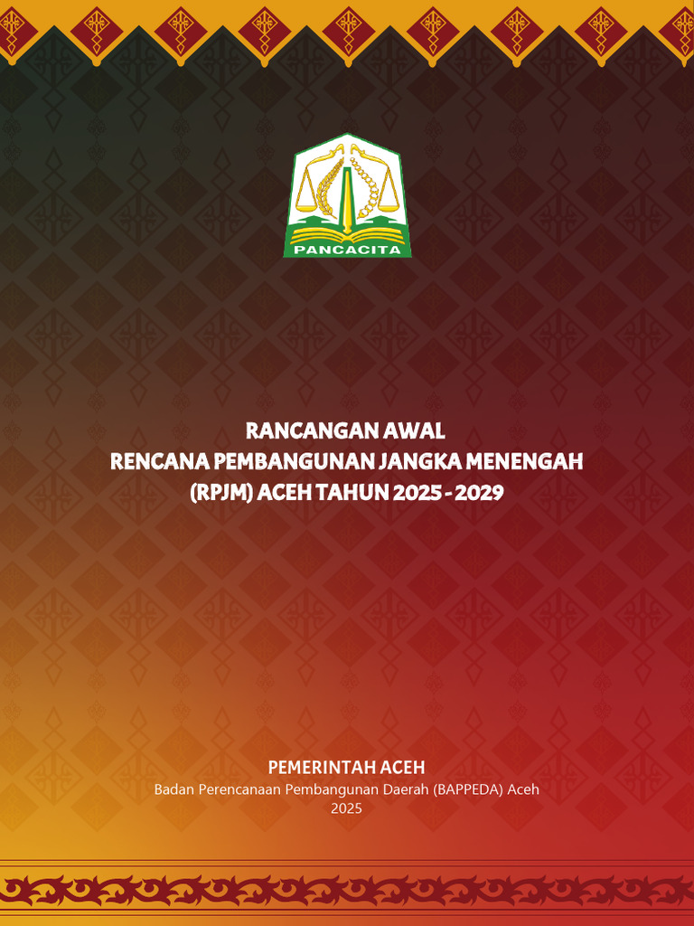 Draft Rancangan Awal RPJMA Aceh Tahun 2025-2029 | PDF