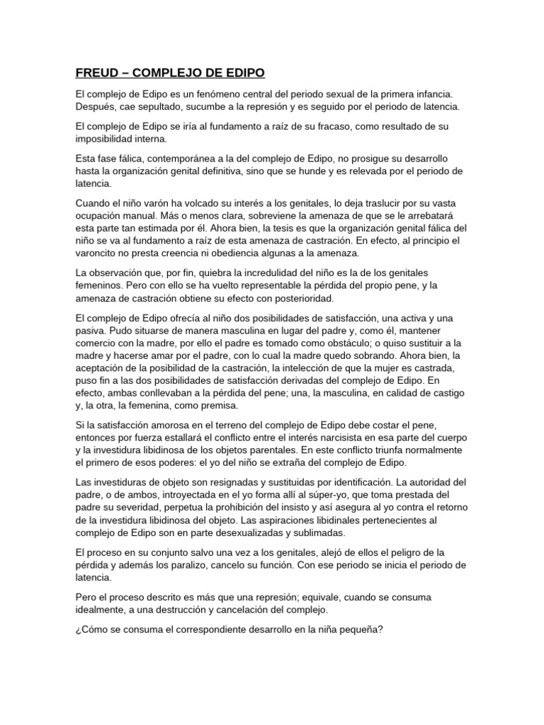 FREUD - Complejo de Edipo | PDF | Complejo de Edipo