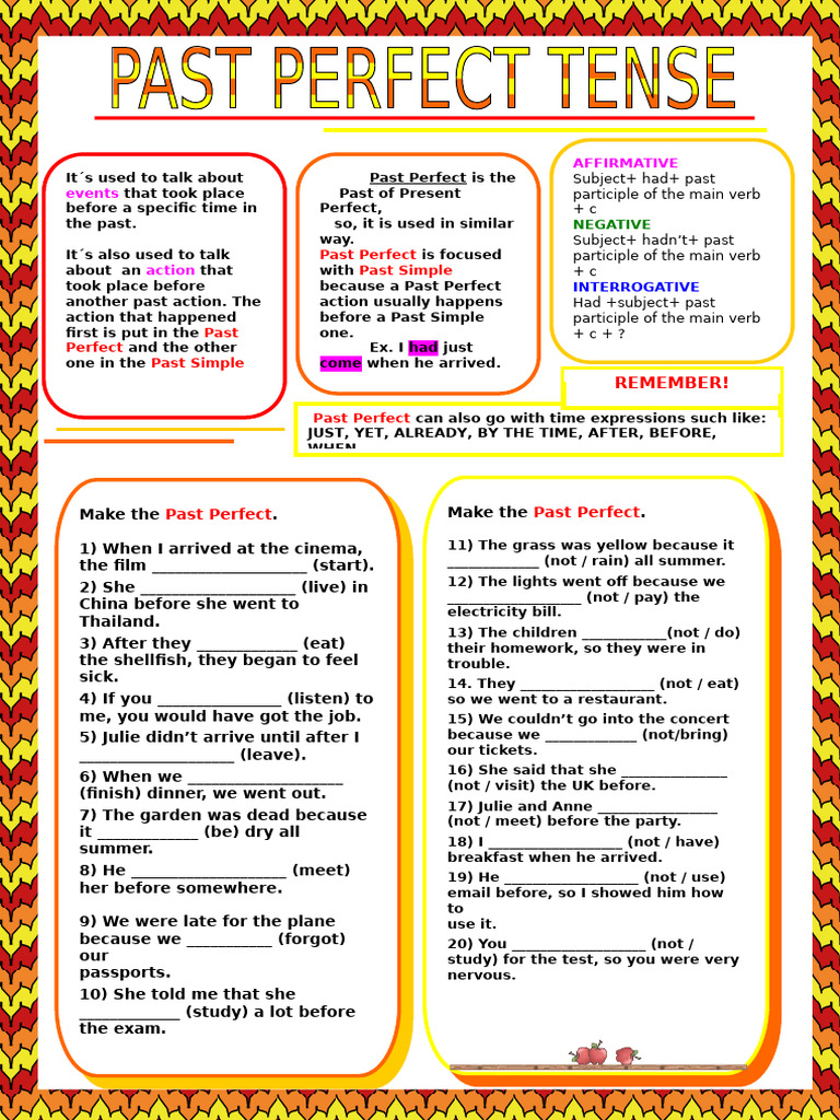 2025 Past Perfect Tense Tests 9727 | PDF | Perfect (Grammar) | Verb