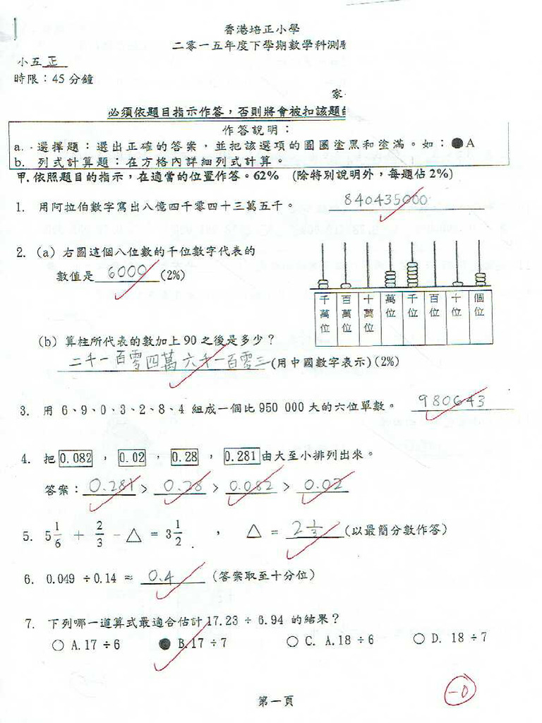 P5 2015 Maths Term 2 Test | PDF