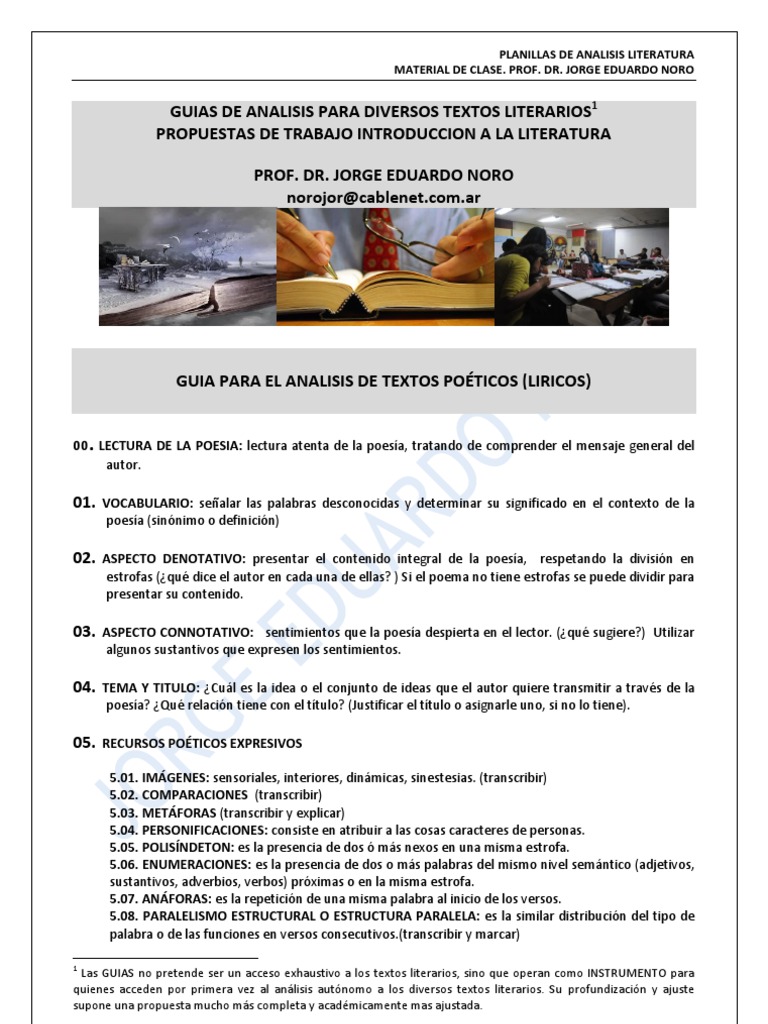 105. GUIAS PARA ANALIZAR DIVERSOS TEXTOS LITERARIOS | Poesía | Palabra