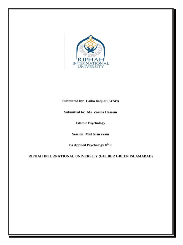 Laiba Liaquat IP mid term | PDF | Major Depressive Disorder | Mental Health