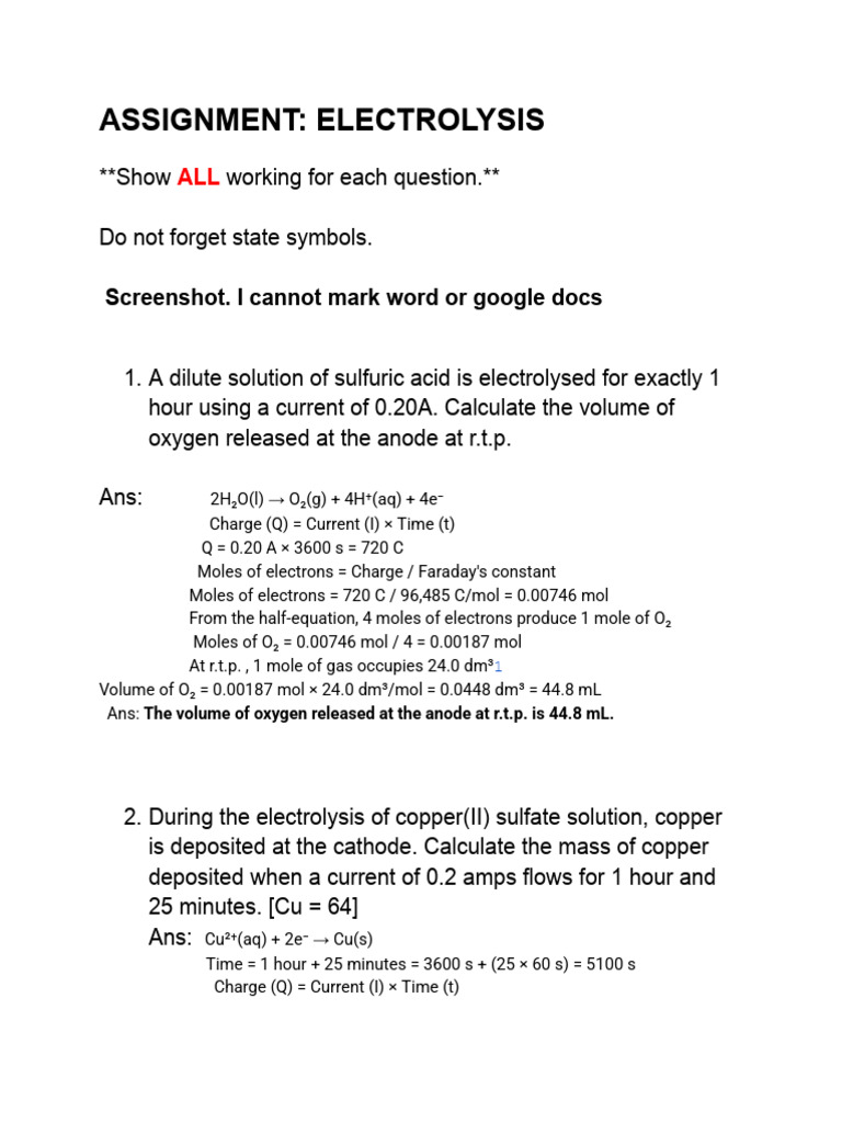 Anthwan Boyd - ASSIGNMENT - ELECTROLYSIS | PDF