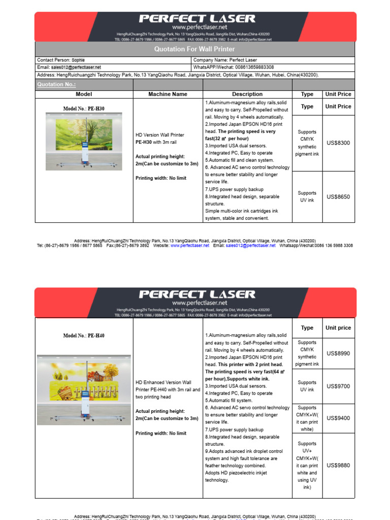 Perfect Laser-Wall Printing Machine QUOTATION | PDF | Printer (Computing) | Equipment