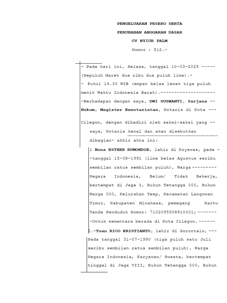 CV Nyiur Palm - Rev TTD | PDF