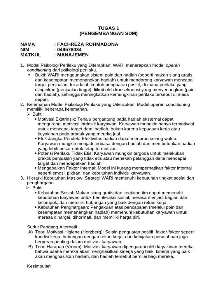 TUGAS 1 (Pengembangan SDM) | PDF