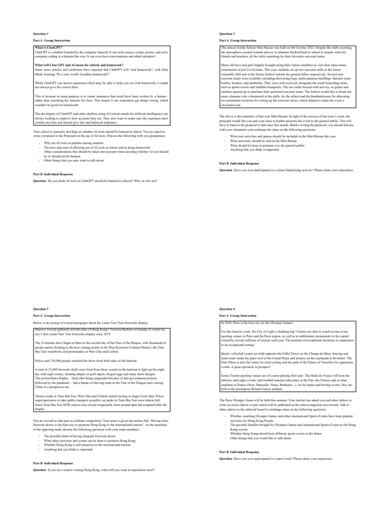 Speaking Mock 1 | PDF