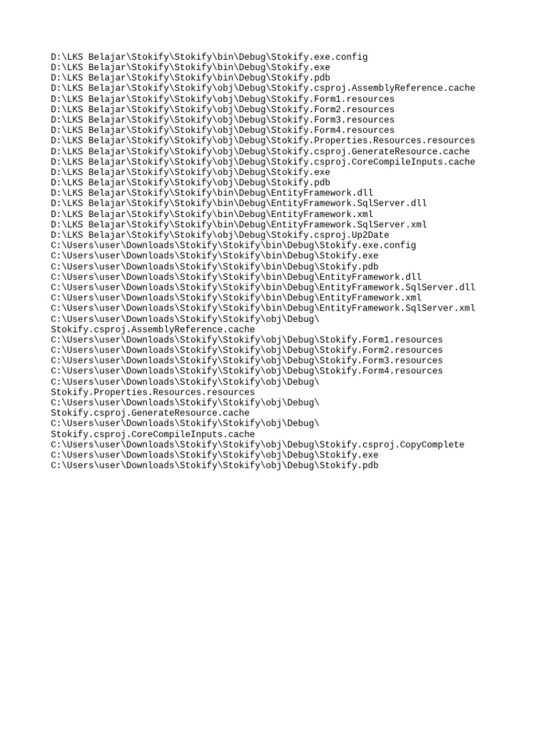 Stokify Csproj FileListAbsolute | PDF | Computer Programming | Computing