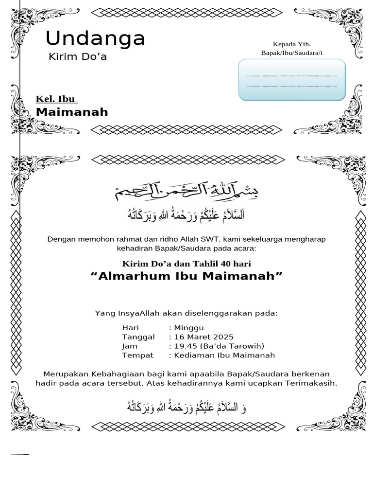 Undangan pendak 1 mbah | PDF