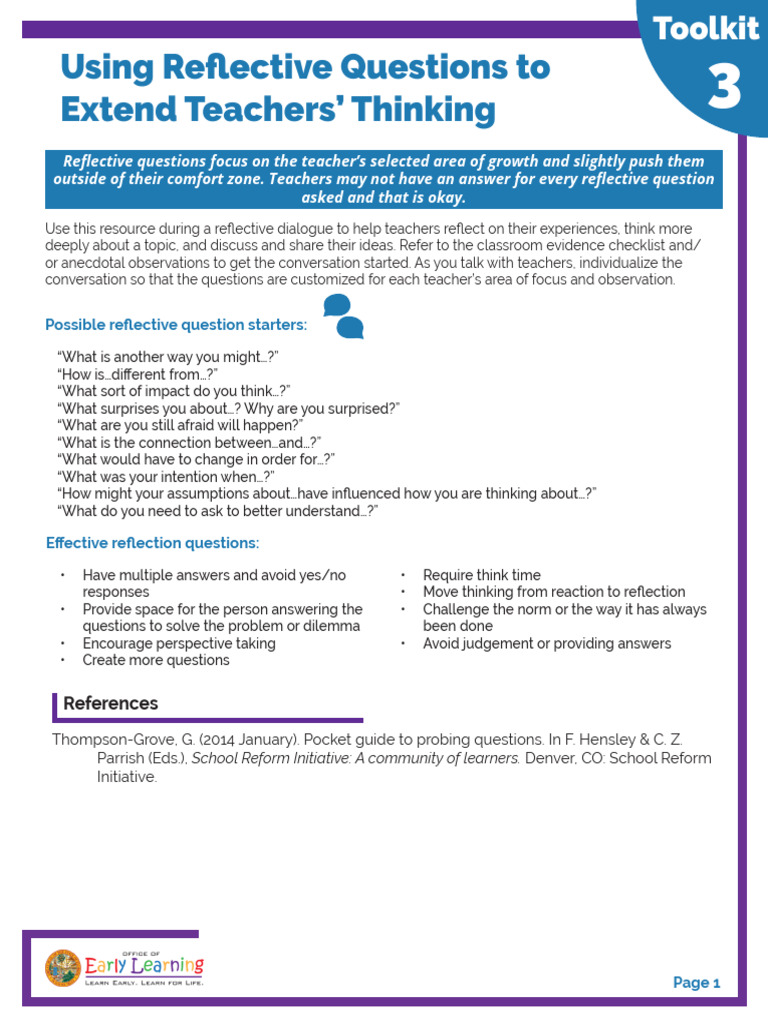 12 Tlkt 3 Using Reflective Questions to Extend Teachers Thinking | PDF