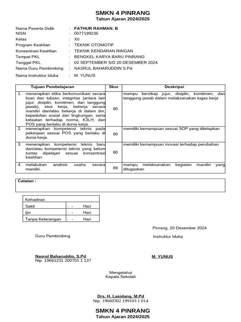 Laporan PKL di Bengkel Karya Baru | PDF