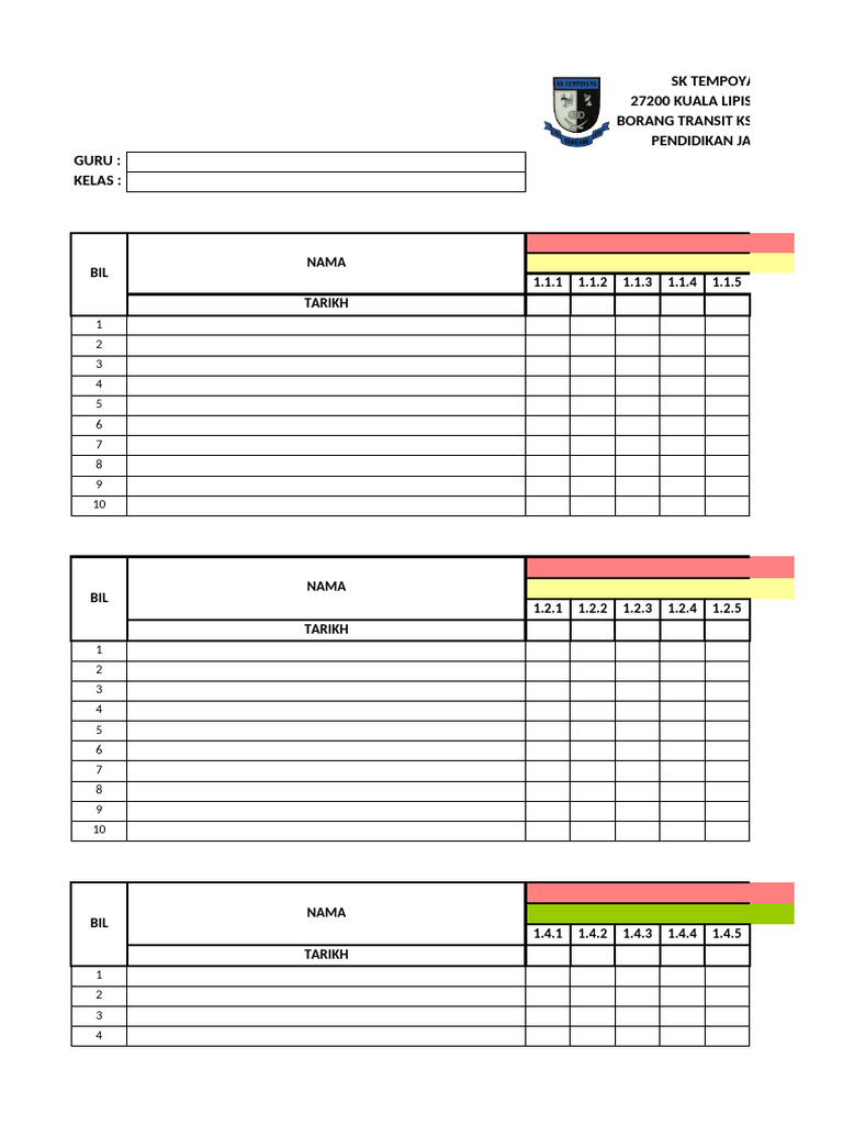REKOD TRANSIT PBD PJ - TAHUN2 | PDF