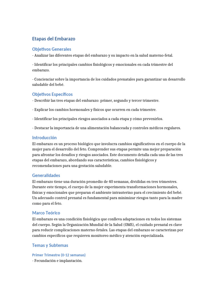 Etapas del Embarazo: Guía Completa | PDF | El embarazo | Feto