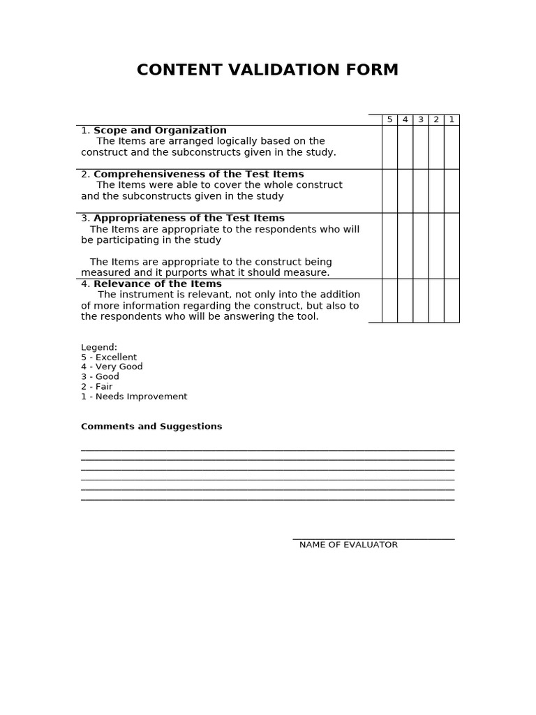 Content Validation Form Overview | PDF