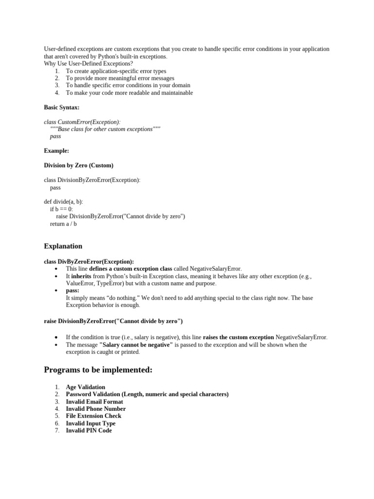 User Defined Exception | PDF