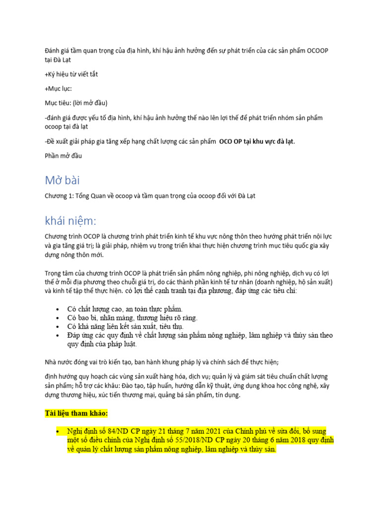 tiểu luận nghiên cứu Sp OCOP Đà Lạt | PDF